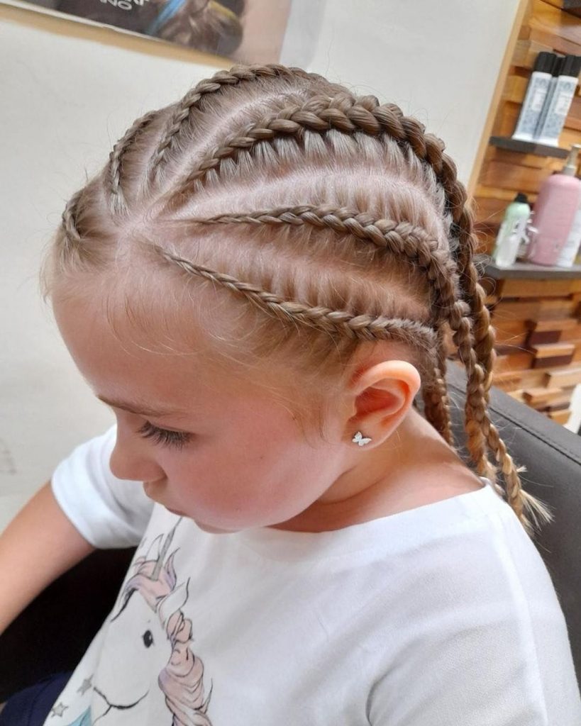 Trecce olandesi per bambine su tutta la testa