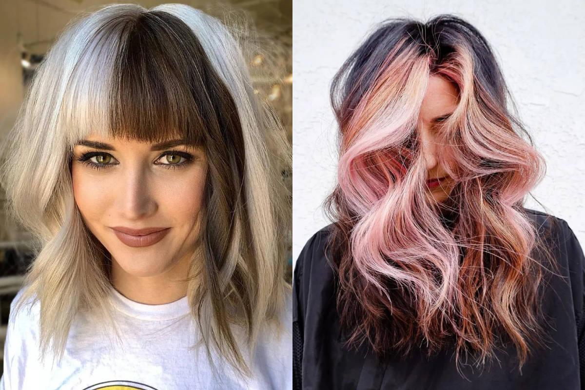 Tagli di capelli lunghi molto particolari con ciocche colorate e ...