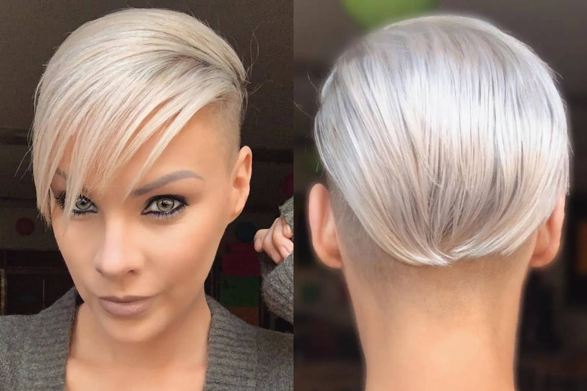 Taglio di capelli pixie cut corto rasato sui lati e con ciuffo sfilato ...