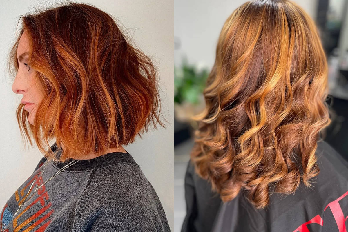 Idee tagli di capelli con base castana e sfumature color rame per un ...